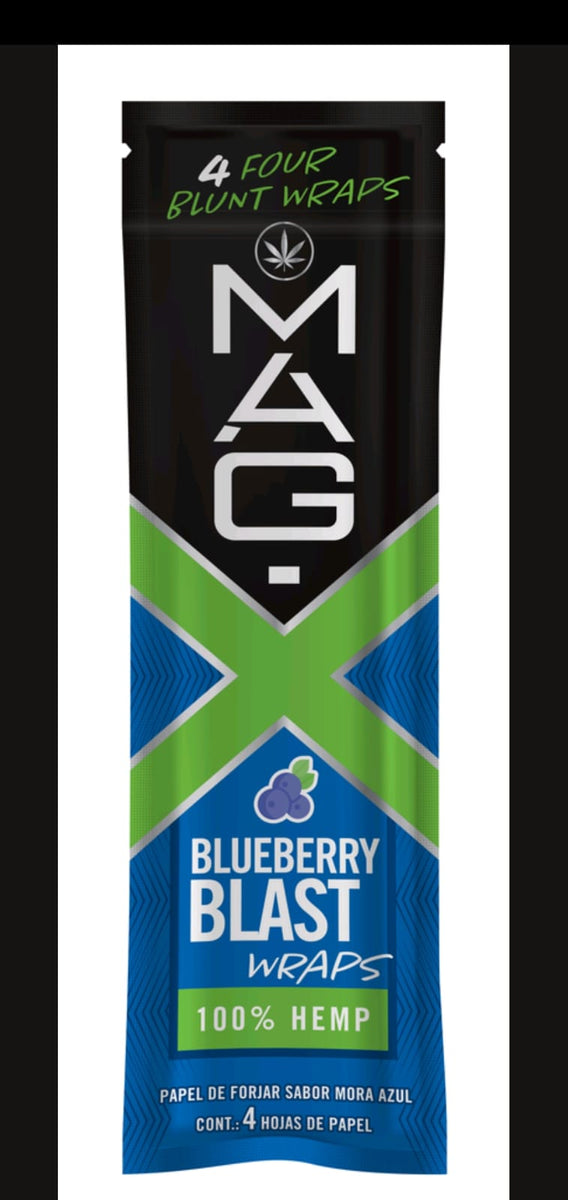 MAG-X BLUEBERRY BLAST 4 BLUNT WRAPS 100% HEMP – Hitters Shop